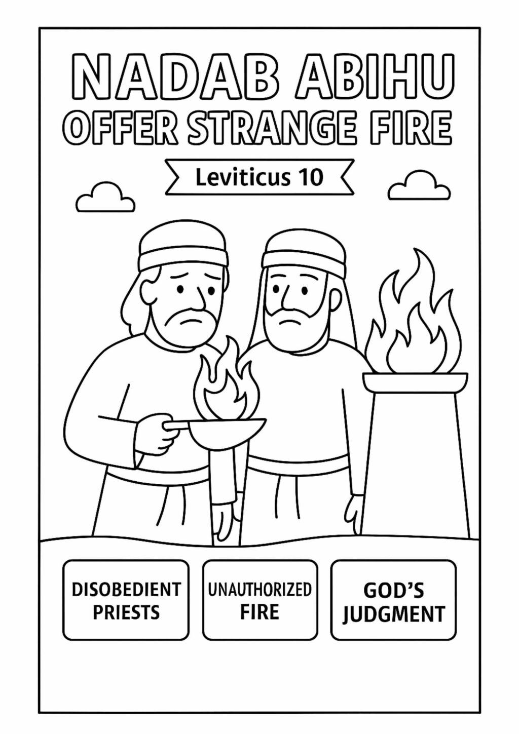 Nadab and Abihu Coloring Page – Free Leviticus 10 Printable for Kids ...