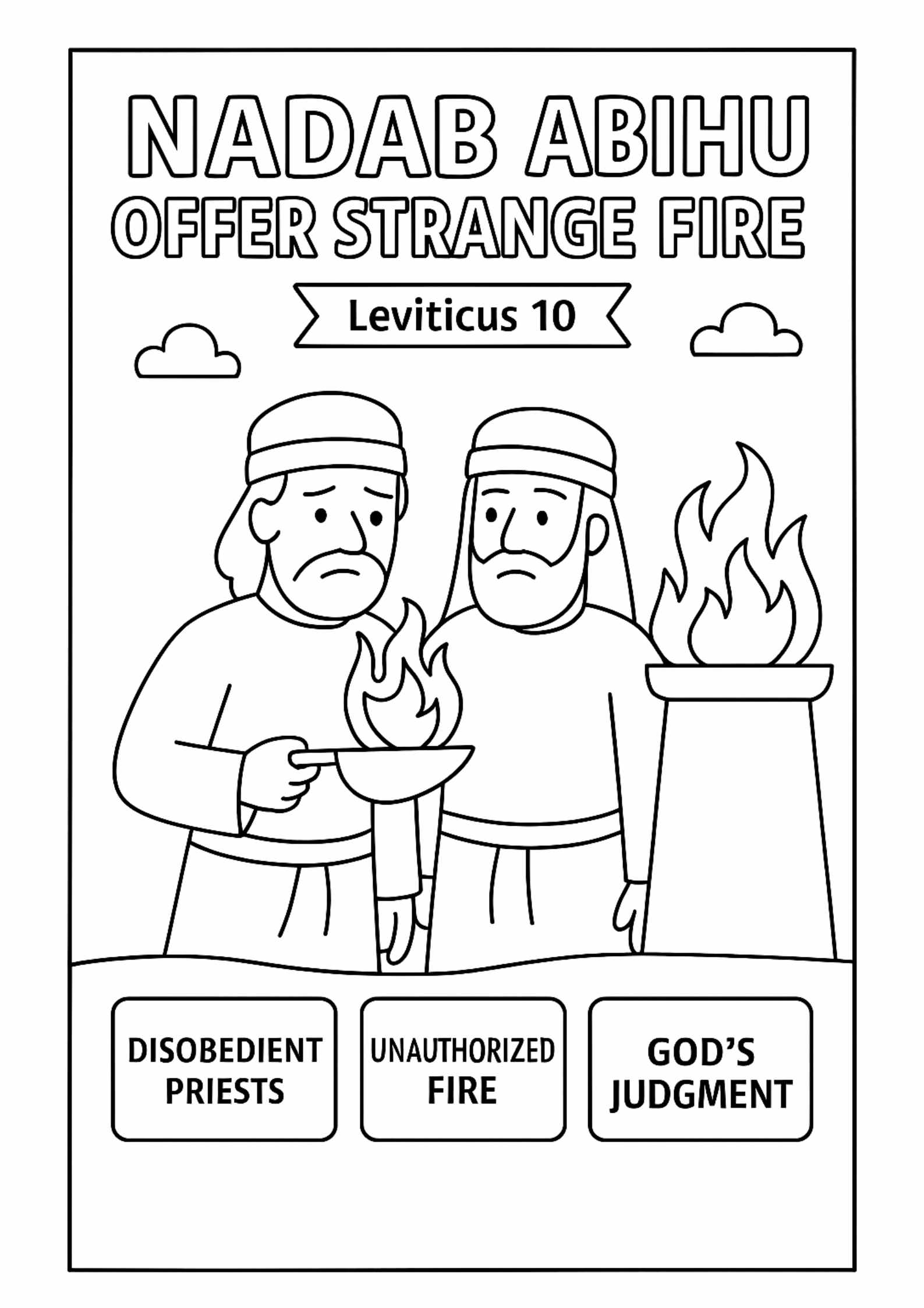 Nadab and Abihu Coloring Page – Free Leviticus 10 Printable for Kids ...