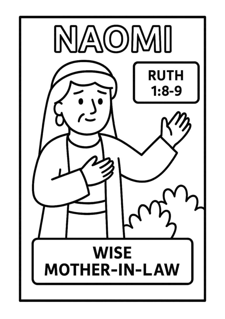 Naomi Bible Character Coloring Page – Free Printable for Kids (Ruth 1:8 ...