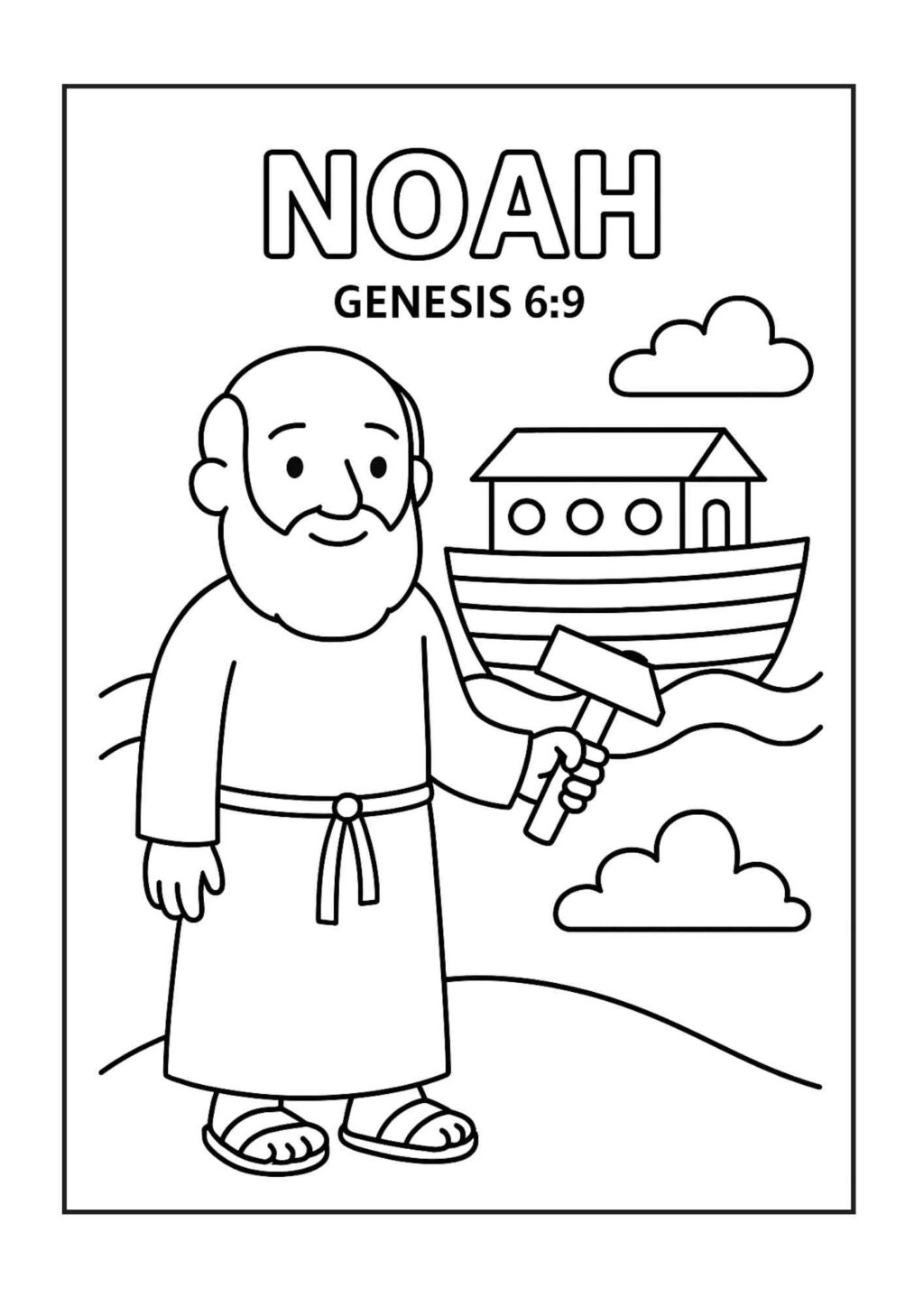 Noah Bible Character Coloring Page – Free Printable for Kids (Genesis 6 ...