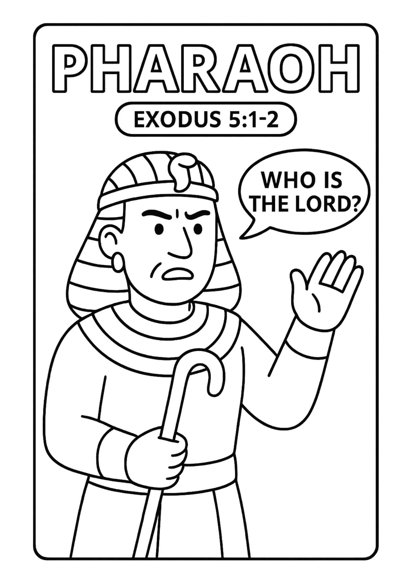 Pharaoh Bible Character Coloring Page – Free Printable for Kids (Exodus ...