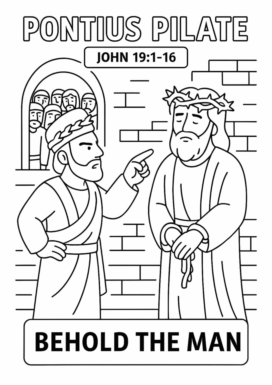 Pontius Pilate Bible Coloring Page – Free Printable for Kids (John 19:1 ...