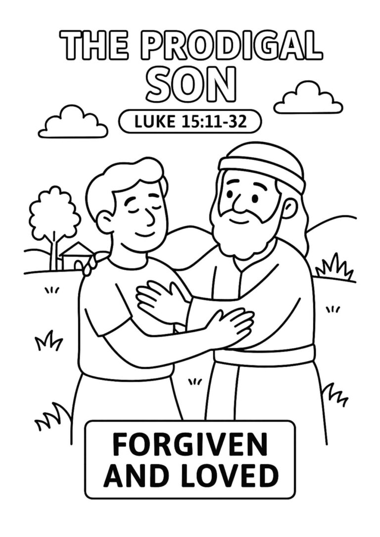 Prodigal Son Bible Coloring Page – Free Printable for Kids (Luke 15:11 ...