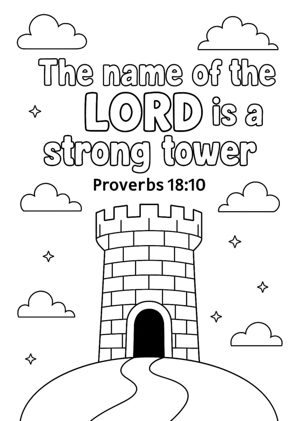 Proverbs 18:10 Memory Verse Coloring Page – “The Name of the Lord Is a ...