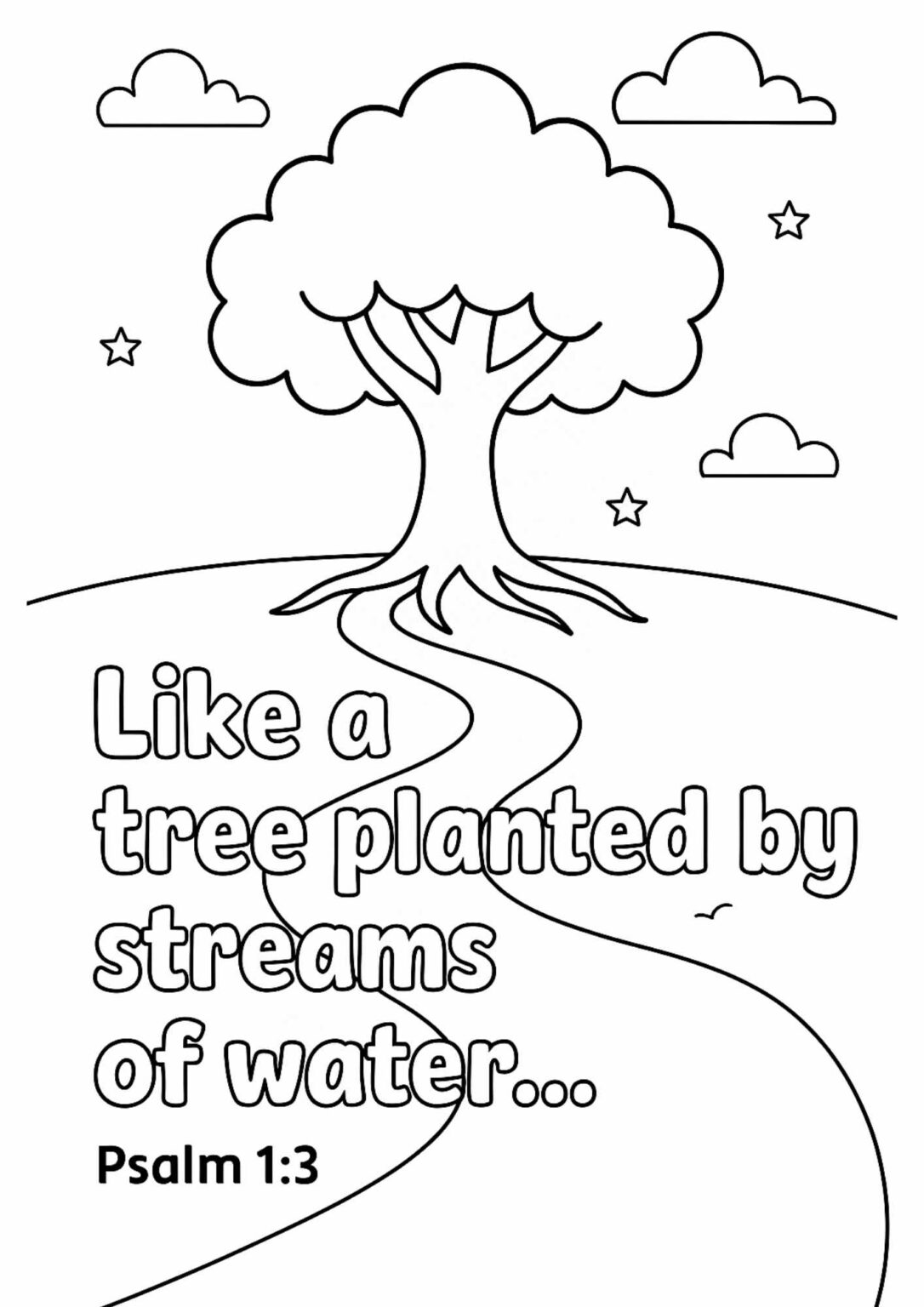 Psalm 1:3 Memory Verse Coloring Page – “Like a Tree Planted by Streams of Water” - Free Bible ...