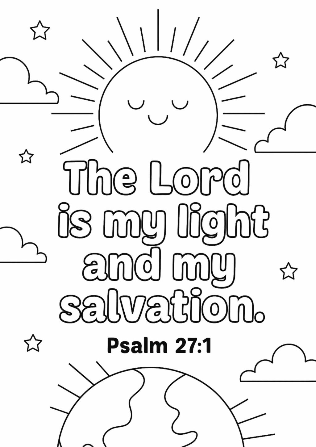 Psalm 27:1 Memory Verse Coloring Page – “The Lord Is My Light and My ...