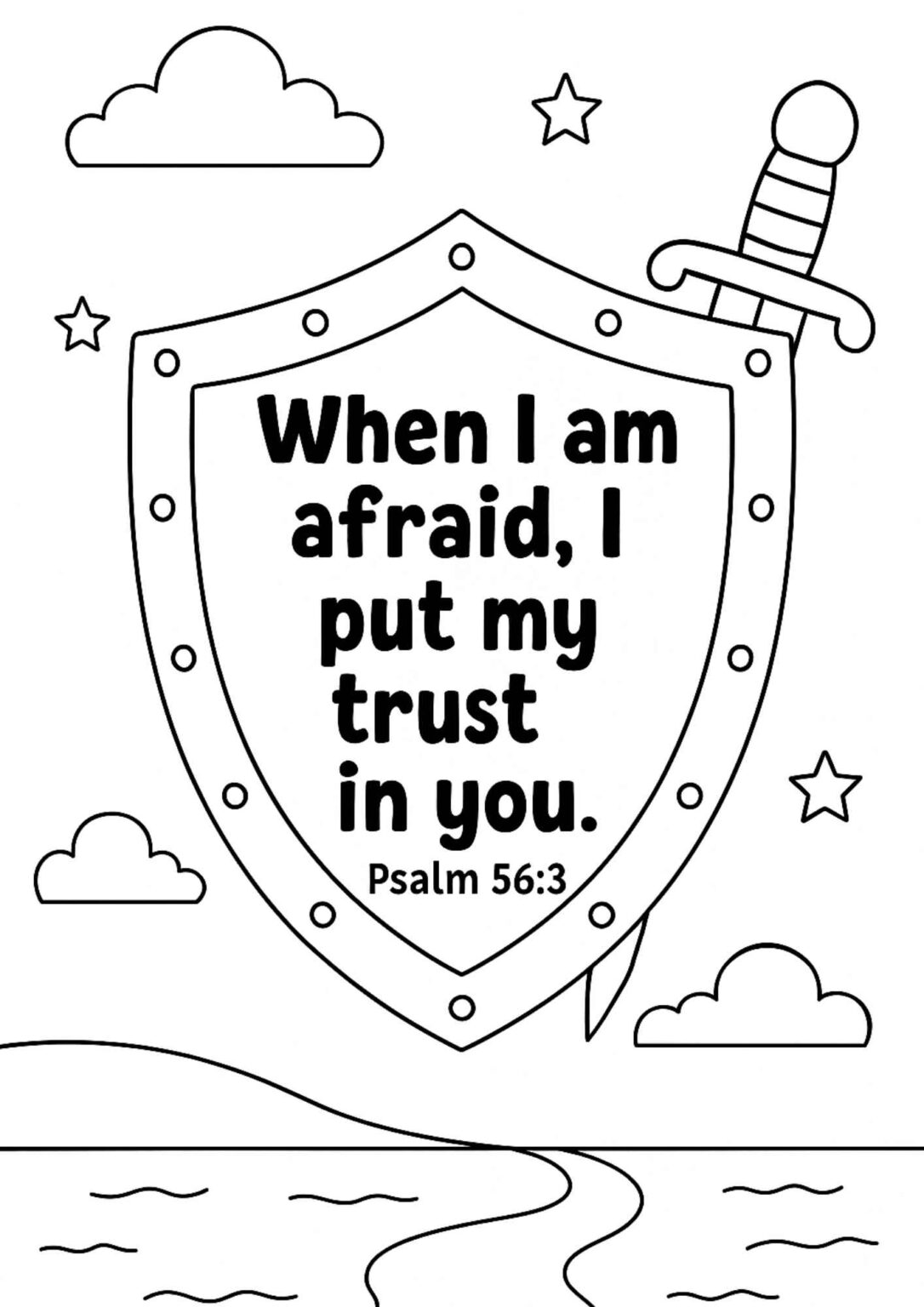 Psalm 56:3 Memory Verse Coloring Page – “When I Am Afraid, I Put My ...