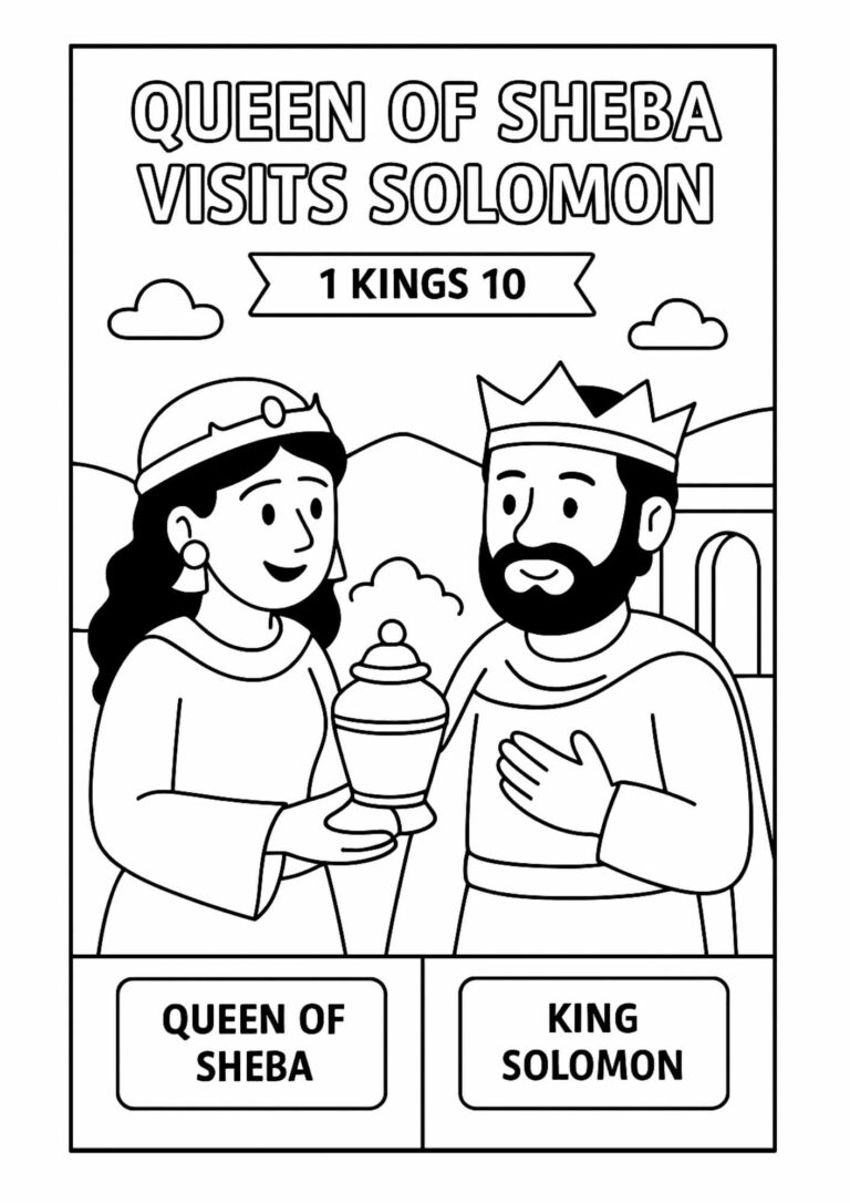 Queen of Sheba Visits Solomon – Free Bible Coloring Page for Kids (1 ...