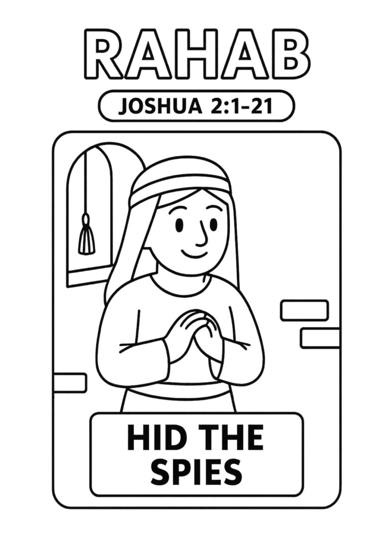 Rahab Bible Character Coloring Page – Free Printable for Kids (Joshua 2 ...