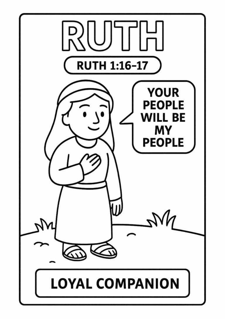 Ruth Bible Character Coloring Page – Free Printable for Kids (Ruth 1:16–17) - Free Bible Worksheets