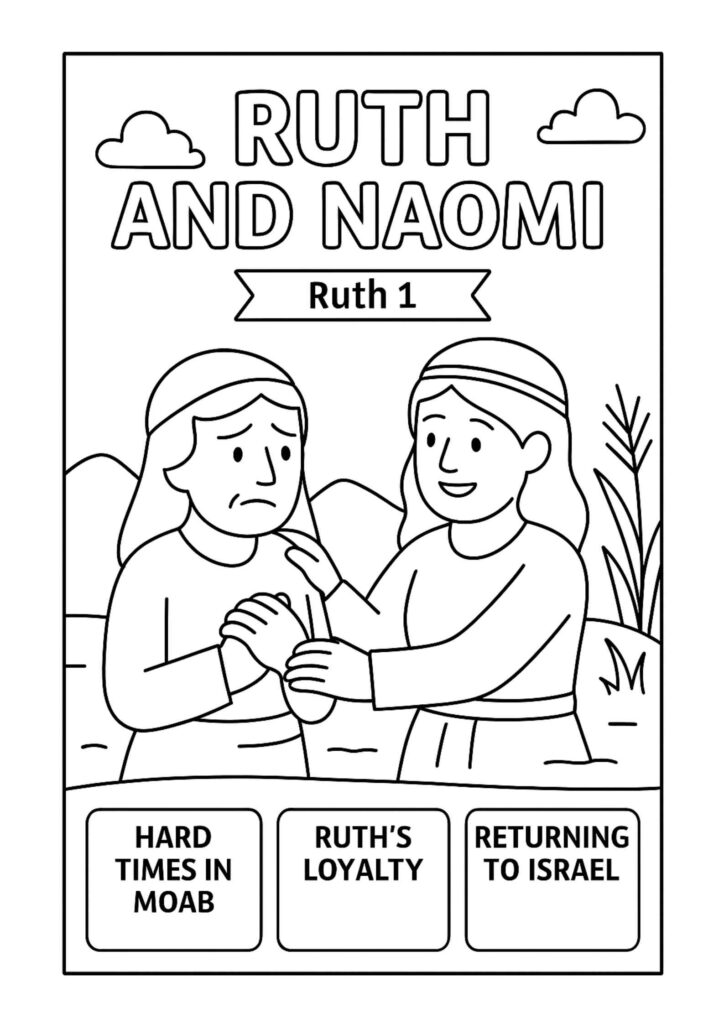 Ruth and Naomi Coloring Page – Free Ruth 1 Printable for Kids - Free Bible Worksheets