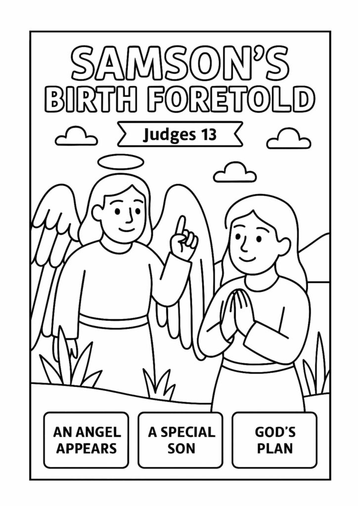 Samson’s Birth Foretold Coloring Page – Free Judges 13 Printable for ...