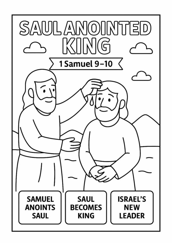 Saul Anointed King Coloring Page – Free 1 Samuel 9–10 Printable for ...
