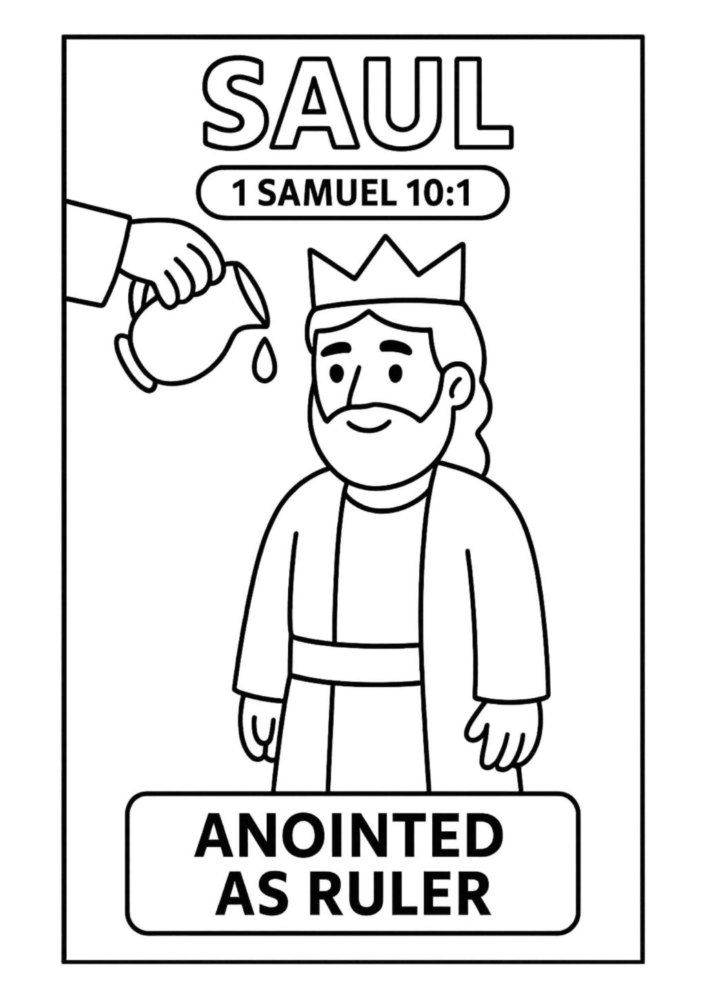 Saul Bible Character Coloring Page – Free Printable for Kids (1 Samuel 10:1) - Free Bible Worksheets