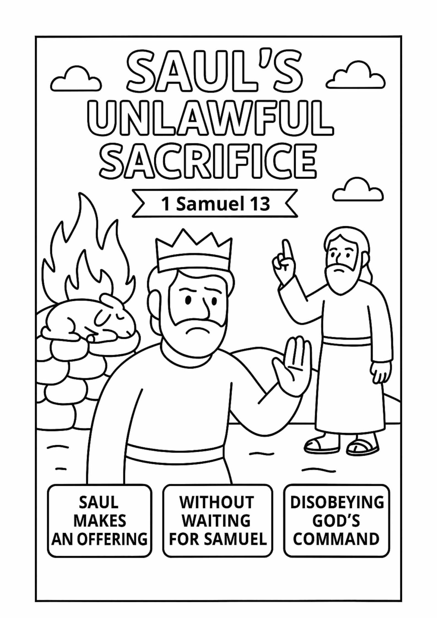 Saul’s Unlawful Sacrifice Coloring Page – Free 1 Samuel 13 Printable ...
