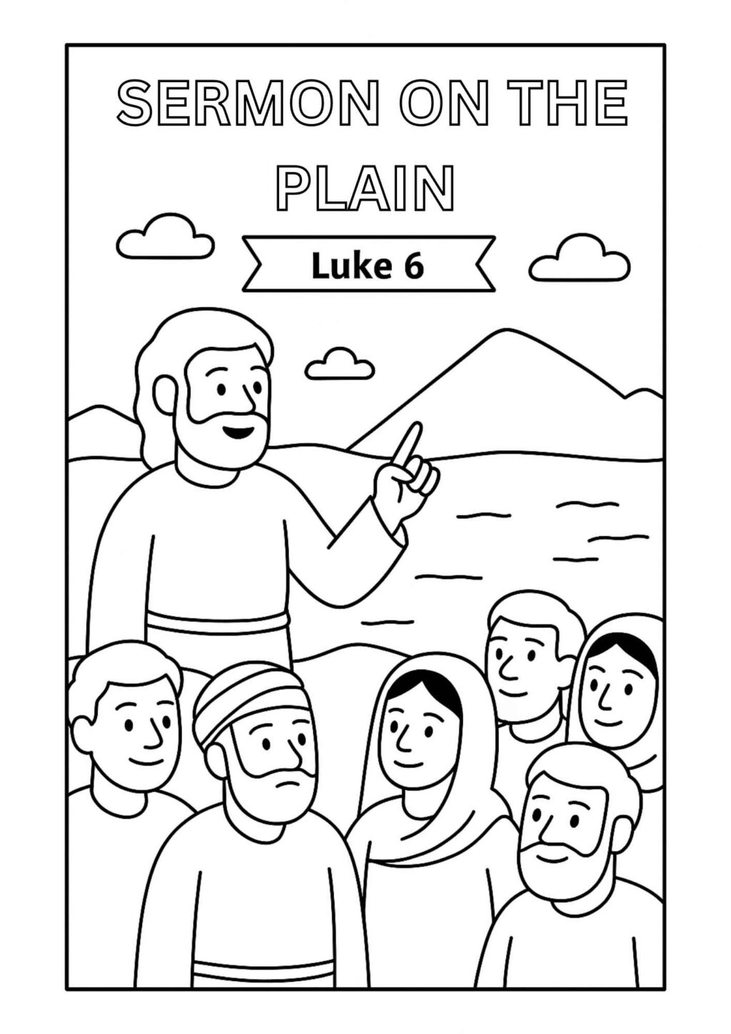 Sermon on the Plain – Free Bible Coloring Page for Kids (Luke 6) - Free ...