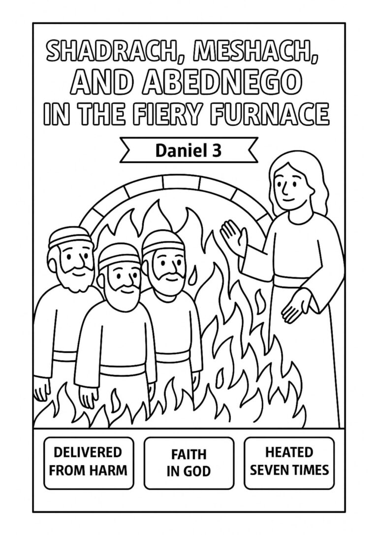 Shadrach, Meshach, and Abednego in the Fiery Furnace – Free Bible Coloring Page for Kids (Daniel ...