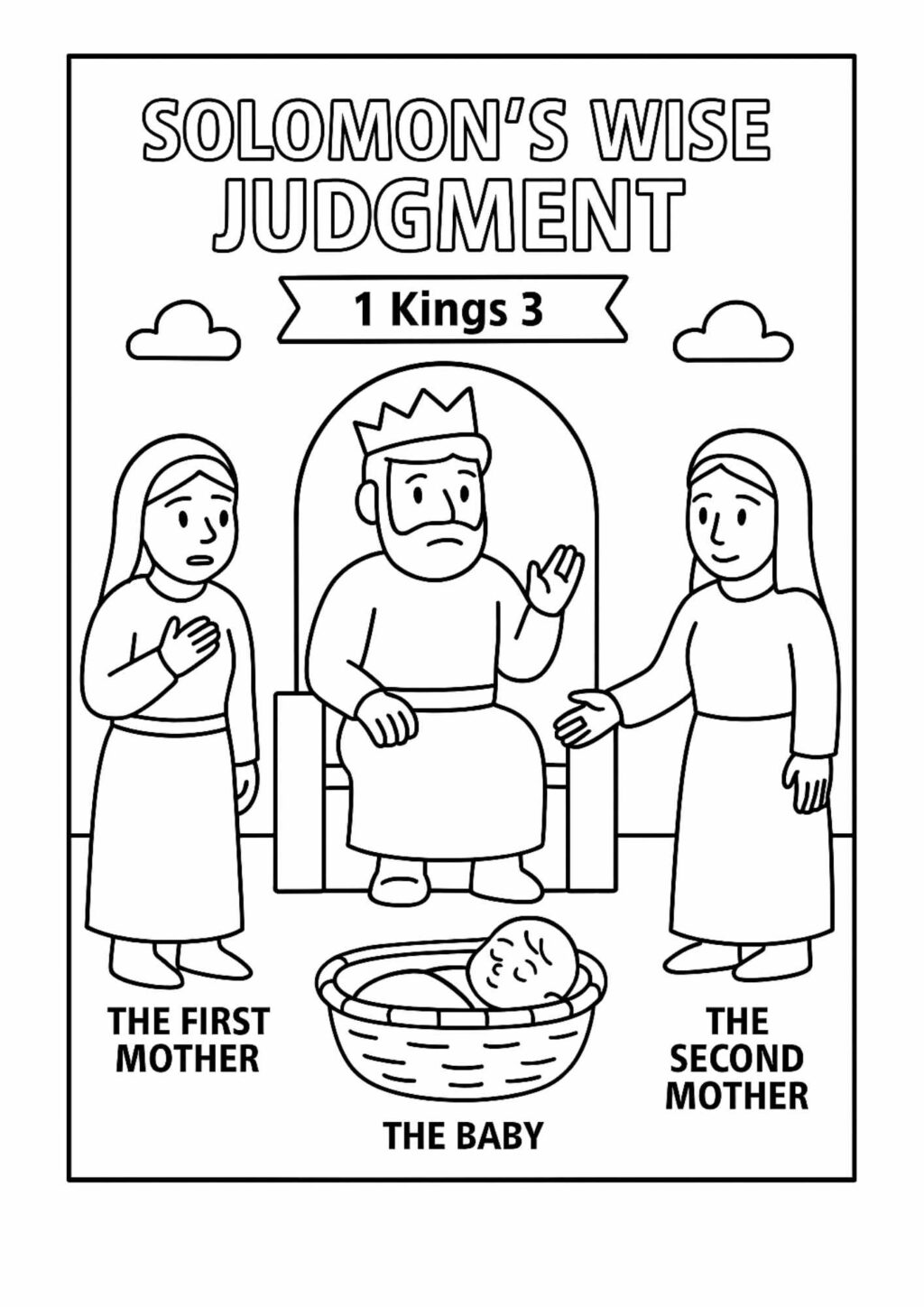 Solomon’s Wise Judgment – Free Bible Coloring Page for Kids (1 Kings 3 ...