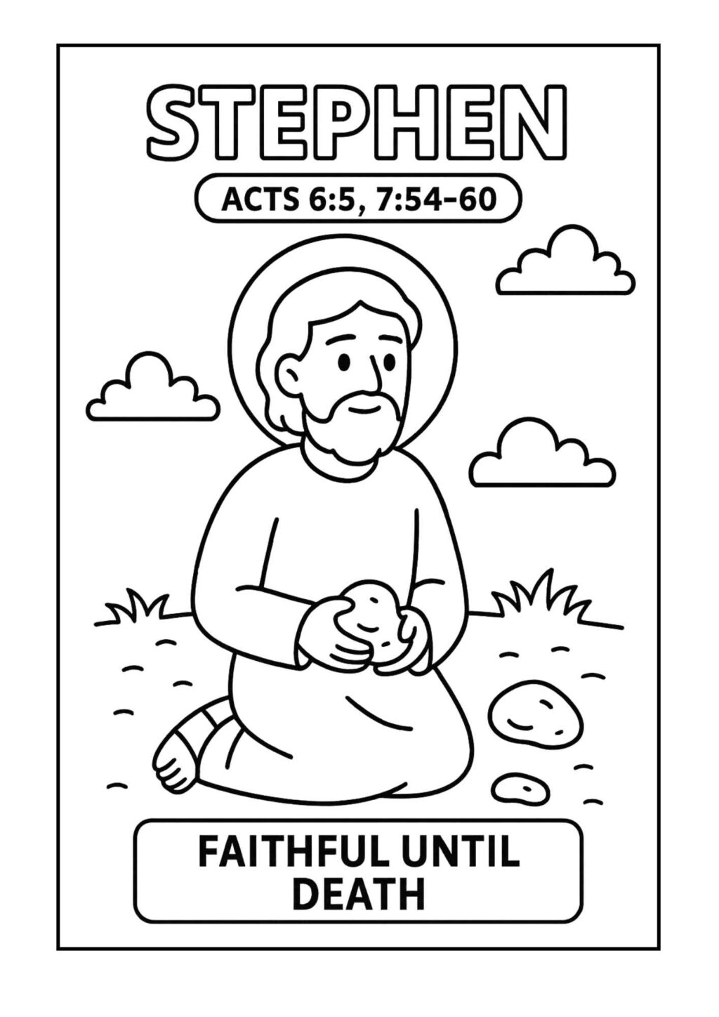 Stephen Bible Character Coloring Page – Free Printable for Kids (Acts 6 ...