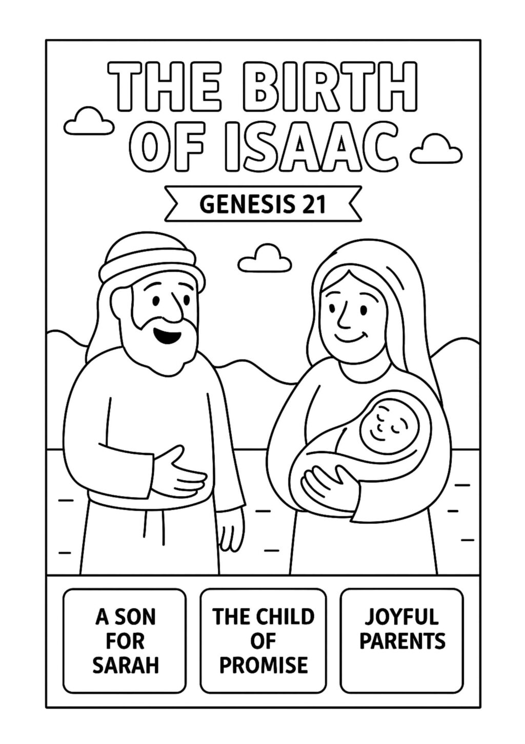 The Birth of Isaac Coloring Page – Free Genesis 21 Printable for Kids ...