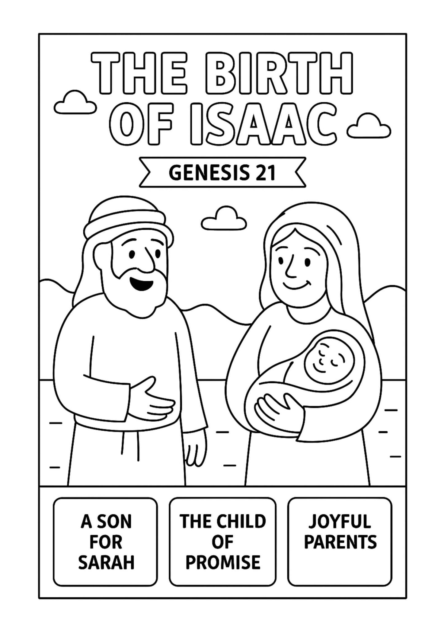 The Birth of Isaac Coloring Page – Free Genesis 21 Printable for Kids ...