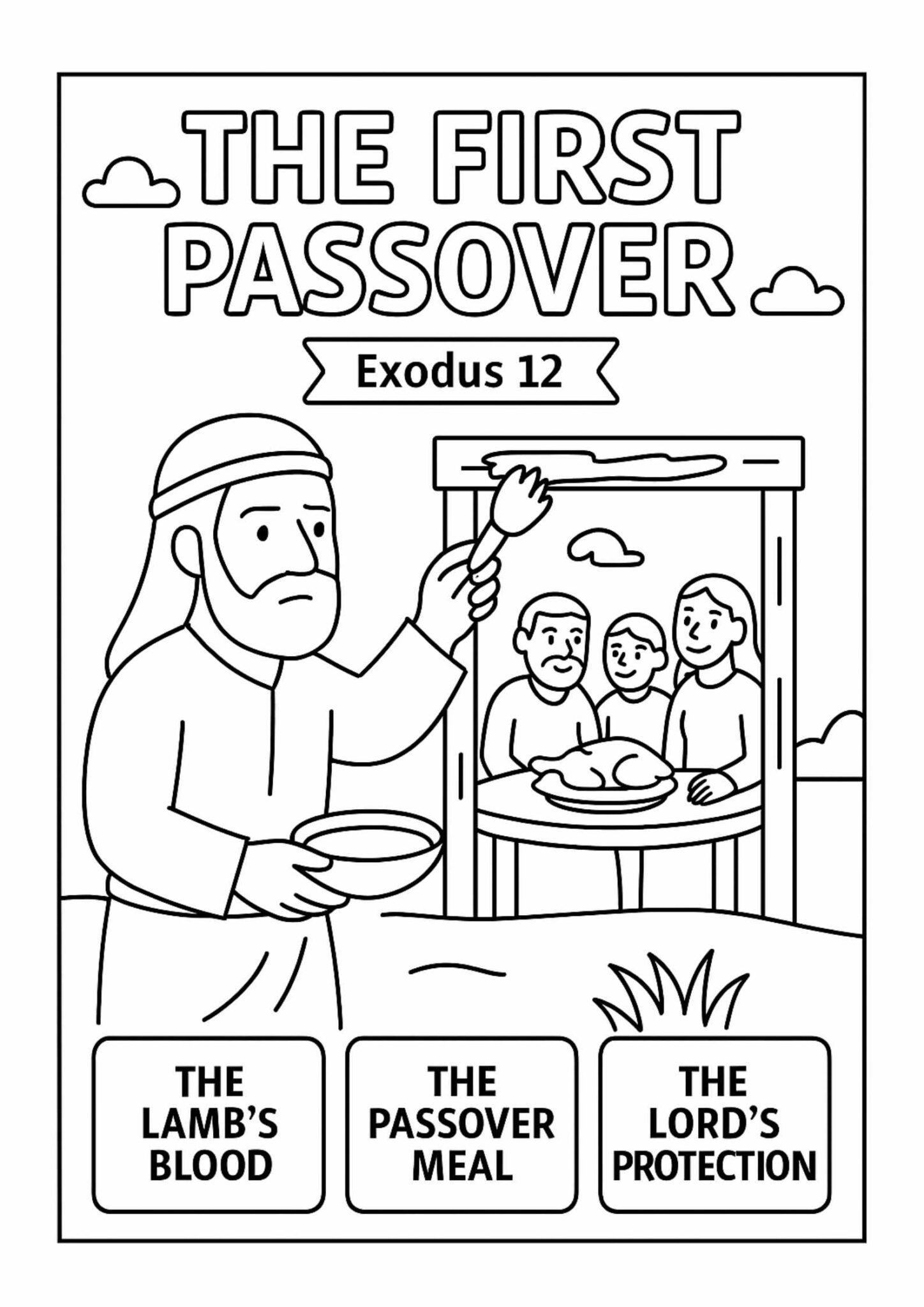 The First Passover Coloring Page – Free Exodus 12 Printable for Kids ...