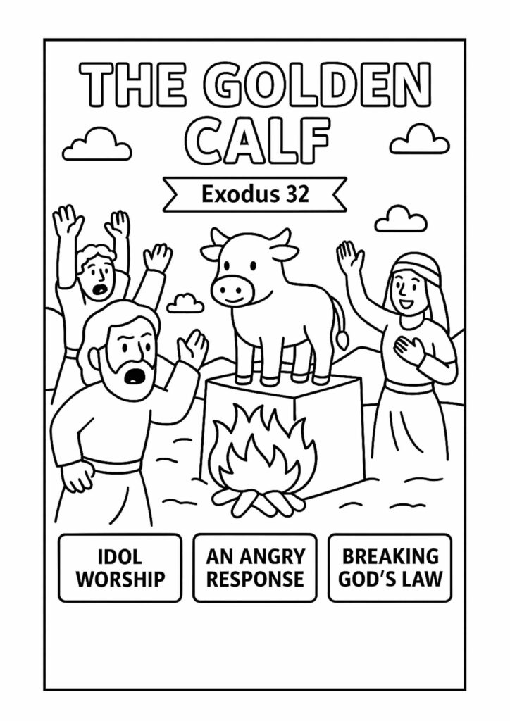 The Golden Calf Coloring Page – Free Exodus 32 Printable for Kids ...