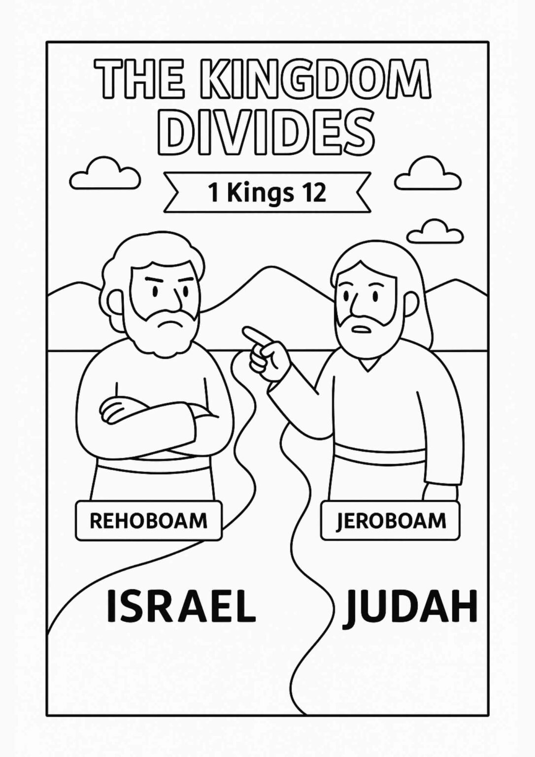 The Kingdom Divides – Free Bible Coloring Page for Kids (1 Kings 12 ...