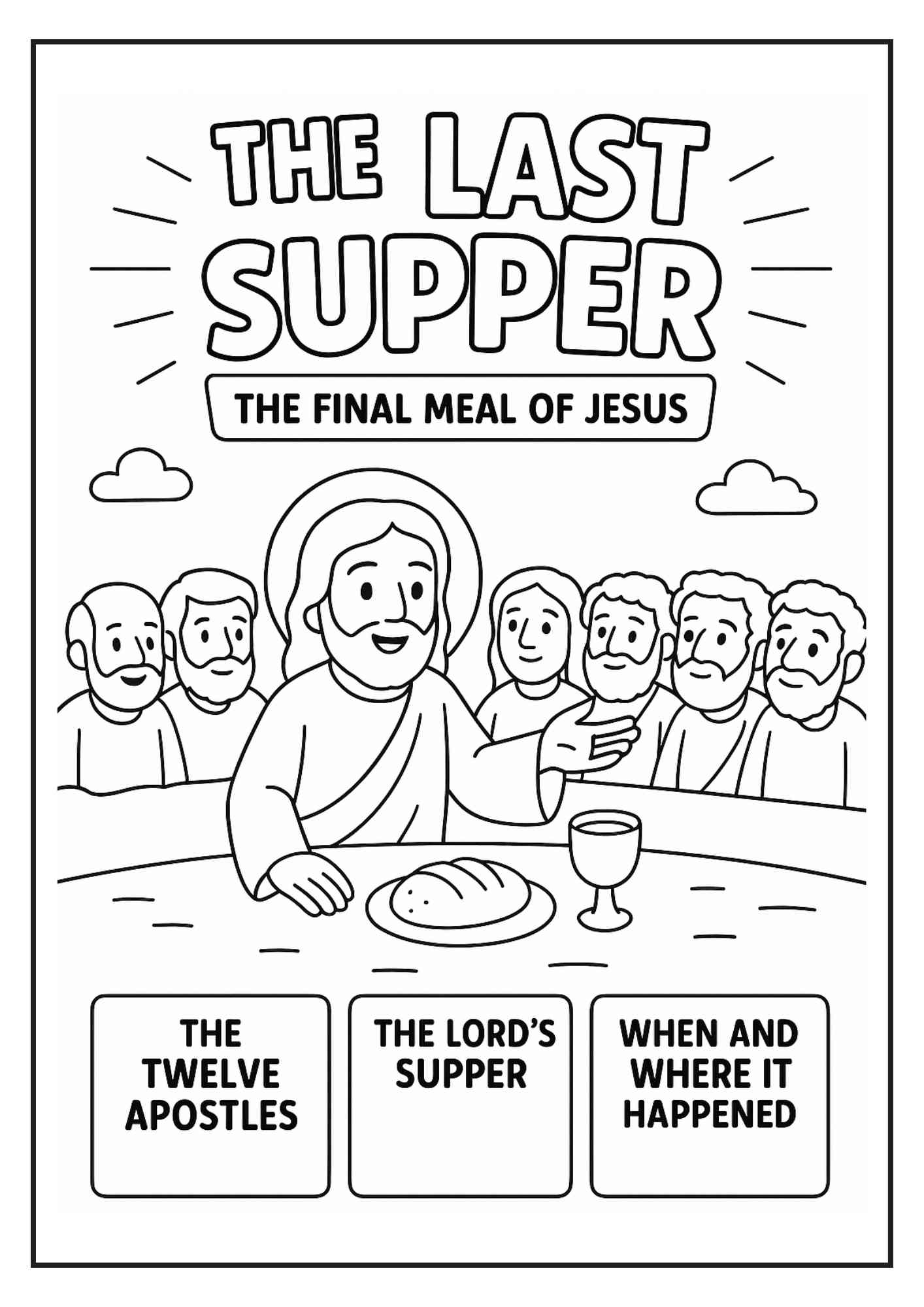 The Last Supper – Easter Magazine-Style Coloring Page - Free Bible ...