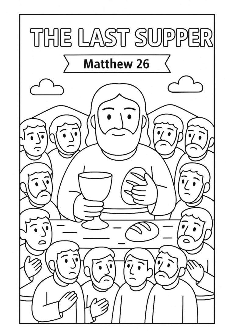 The Last Supper – Free Bible Coloring Page for Kids (Matthew 26) - Free ...