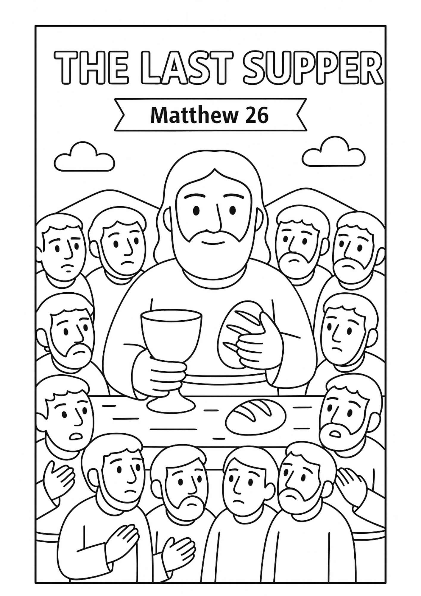 The Last Supper – Free Bible Coloring Page for Kids (Matthew 26) - Free ...