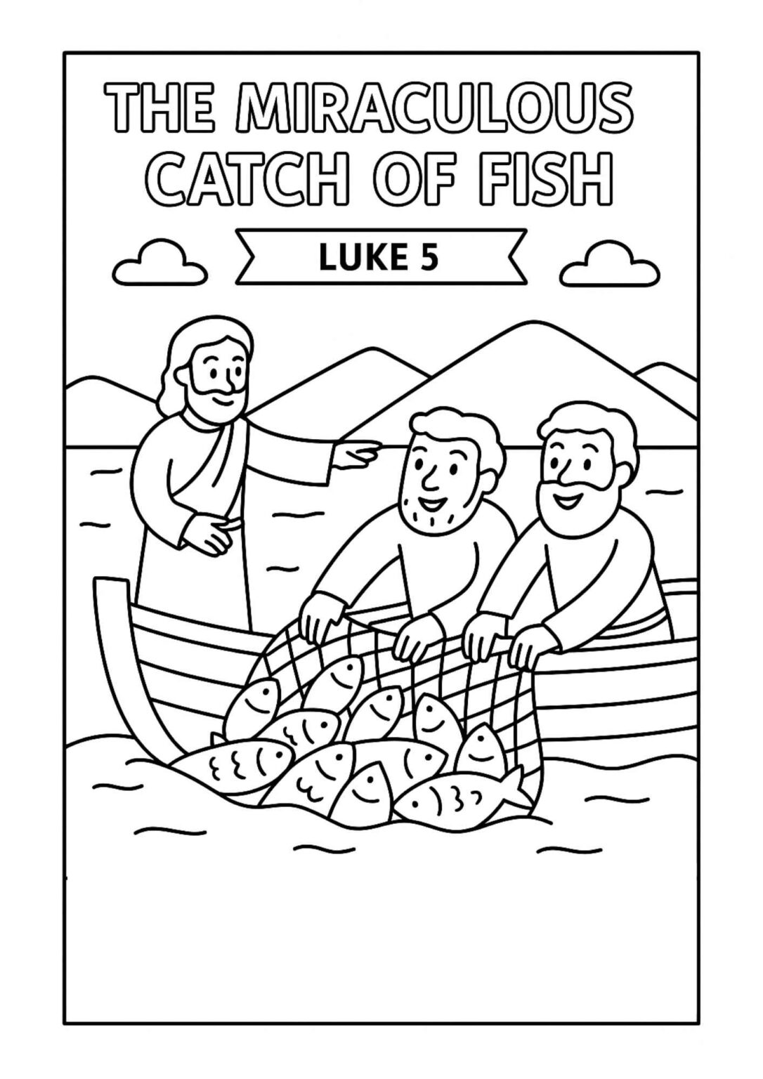 The Miraculous Catch of Fish – Free Bible Coloring Page for Kids (Luke ...
