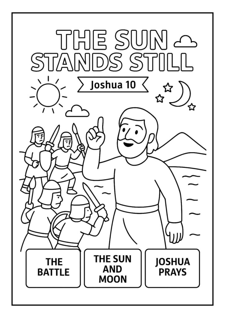 The Sun Stands Still Coloring Page – Free Joshua 10 Printable for Kids ...