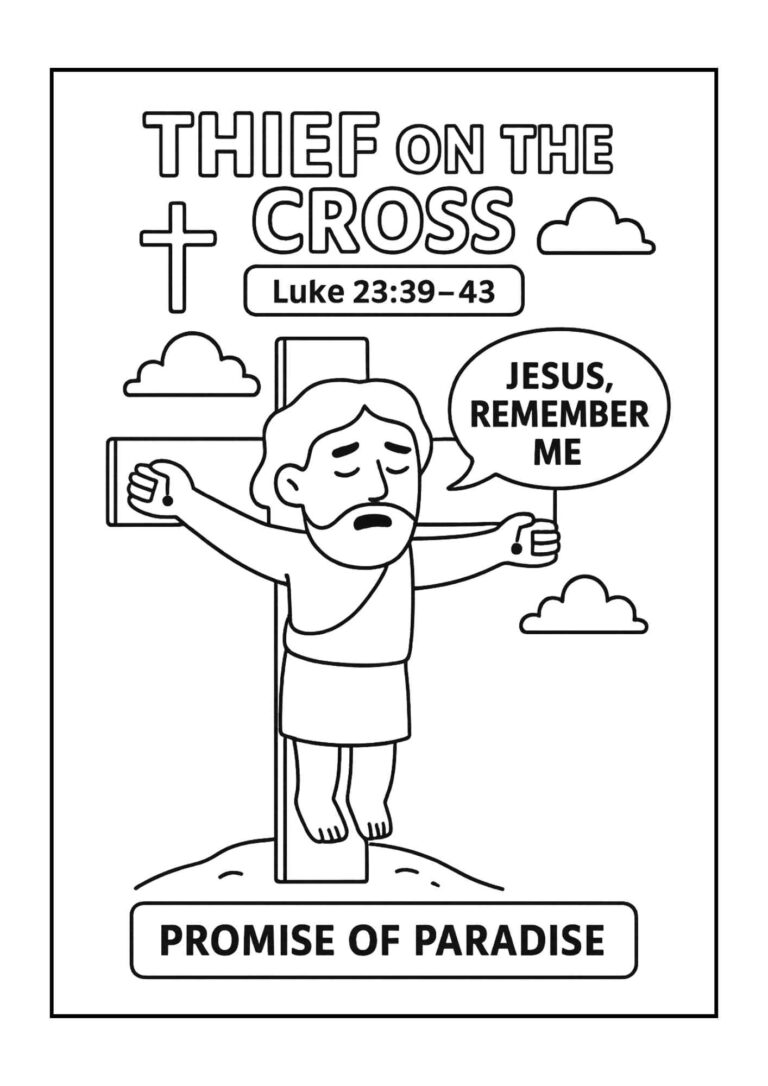 Thief on the Cross Bible Character Coloring Page – Free Printable for ...