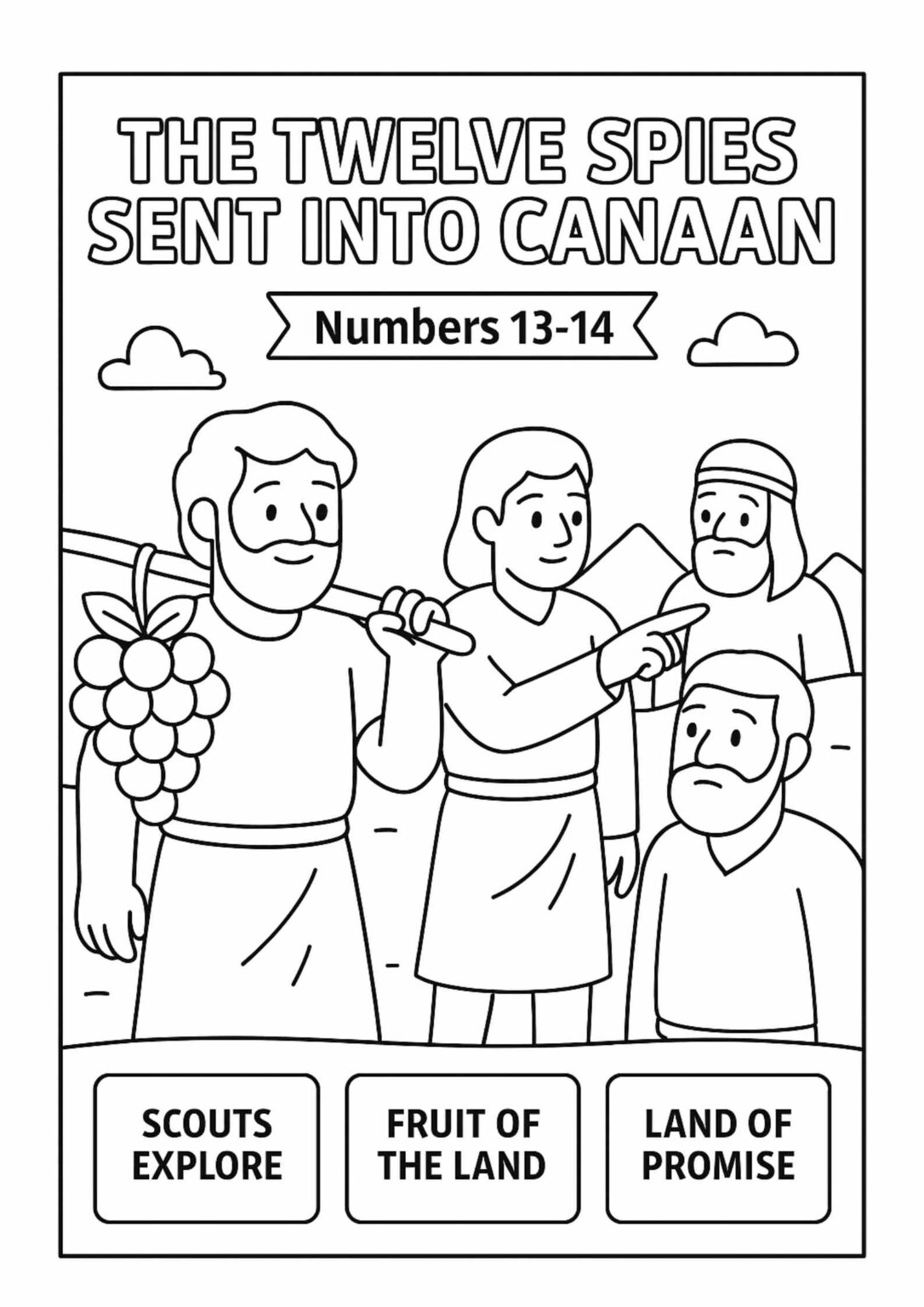 Twelve Spies in Canaan Coloring Page – Free Numbers 13–14 Printable for ...