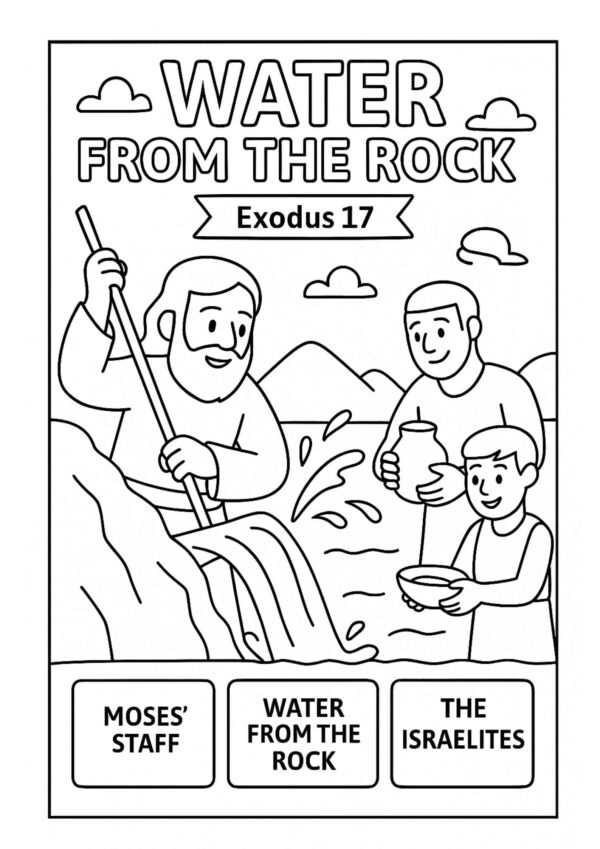Water from the Rock Coloring Page – Free Exodus 17 Printable for Kids ...