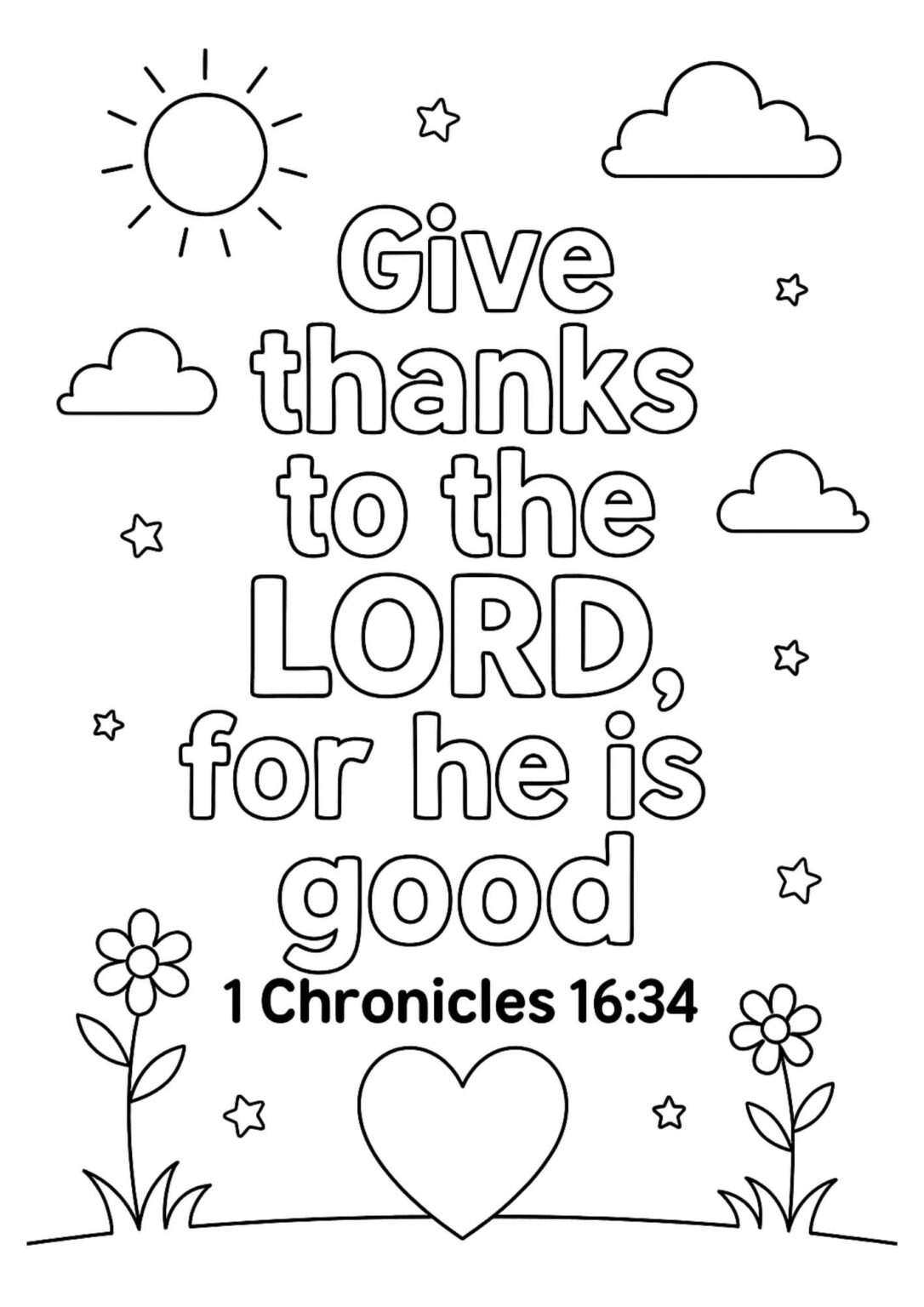 1 Chronicles 16:34 Coloring Page – “Give Thanks to the LORD, for He Is ...