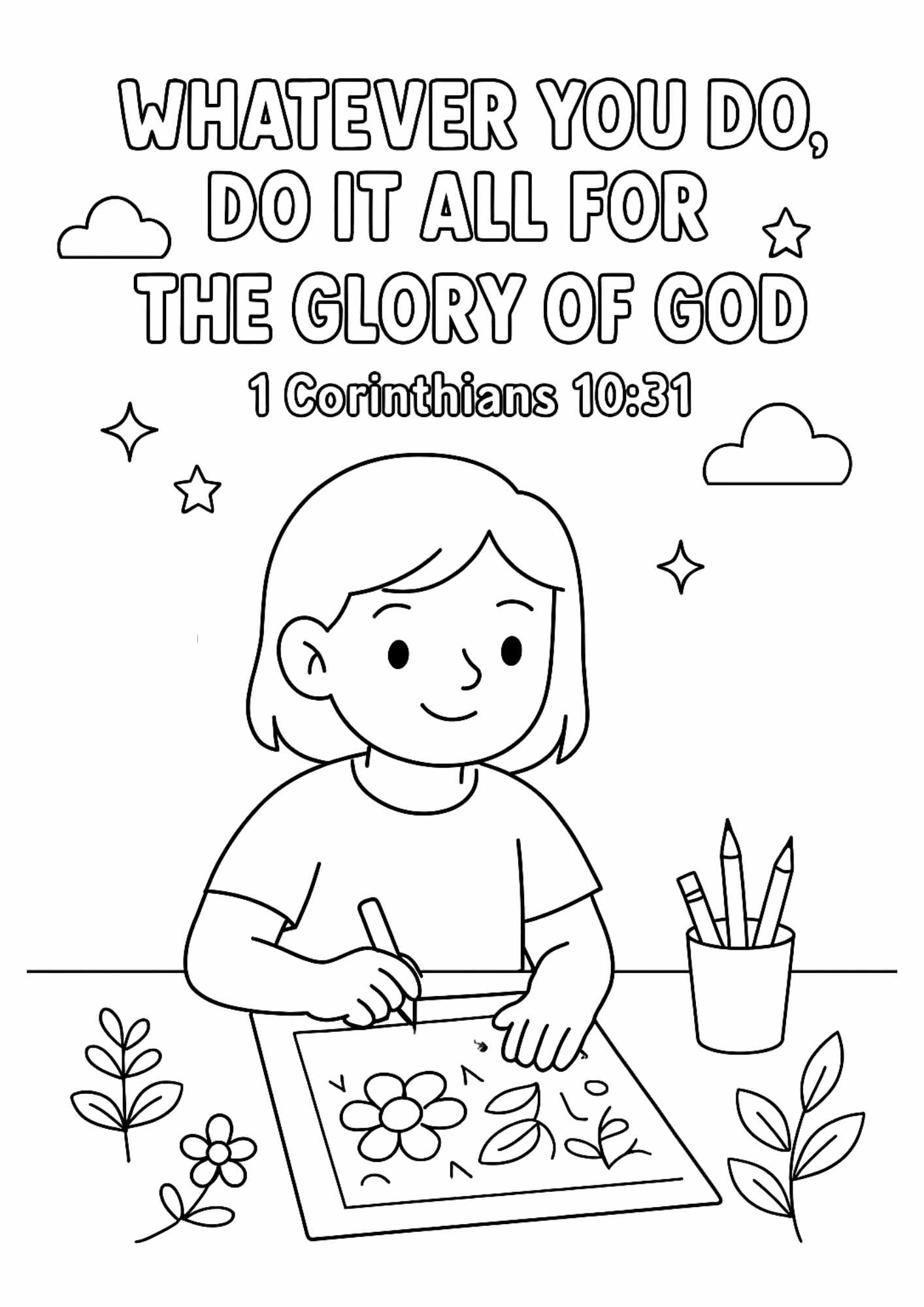 1 Corinthians 10:31 Coloring Page – “Whatever You Do, Do It All for the ...