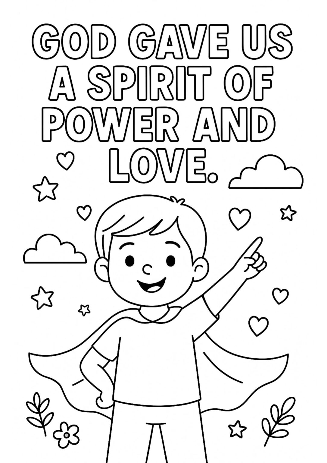 2 Timothy 1:7 Coloring Page – “God Gave Us a Spirit of Power and Love ...