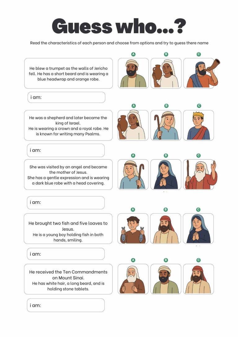 Bible Learning Activity: “Guess Who...?” – Bible Edition! - Free Bible ...