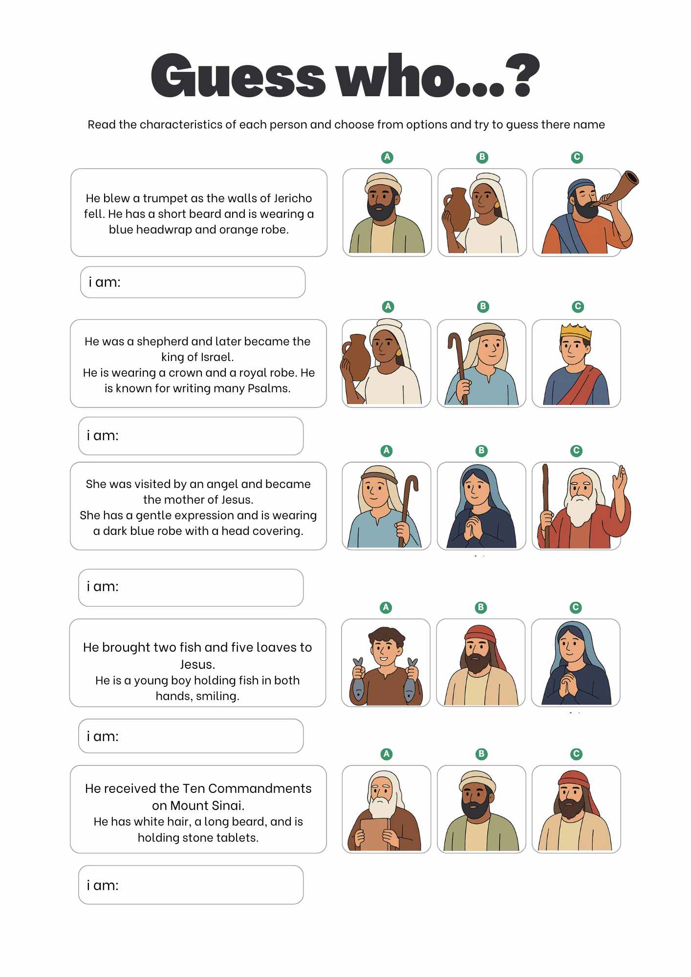 Bible Learning Activity: “Guess Who...?” – Bible Edition! - Free Bible ...