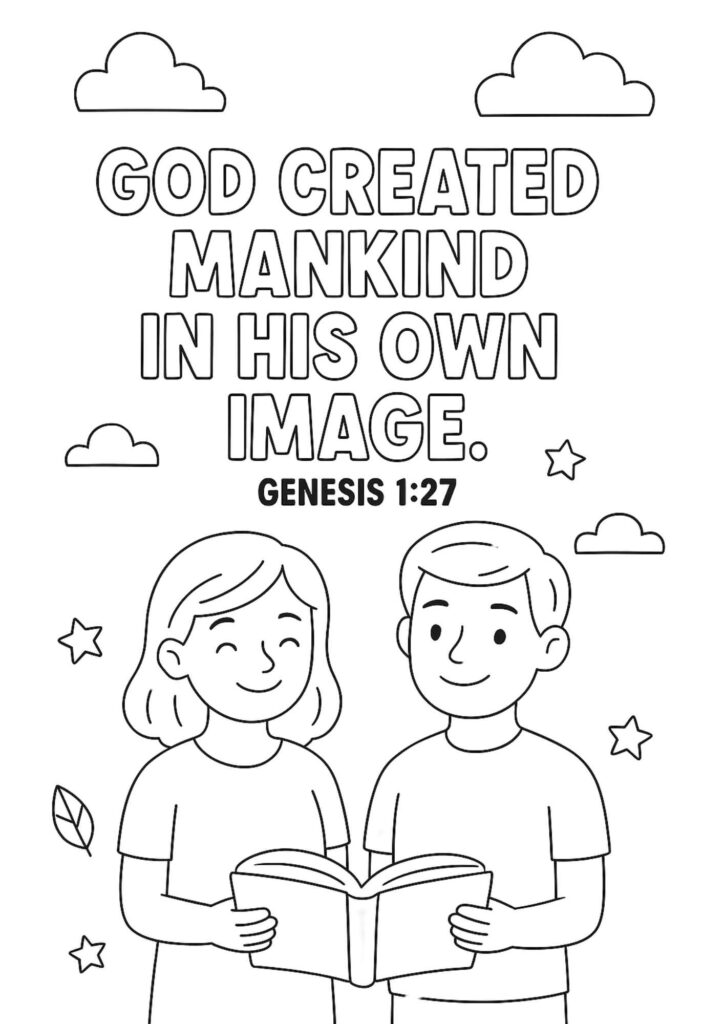 Genesis 1:27 Coloring Page – “God Created Mankind in His Own Image ...
