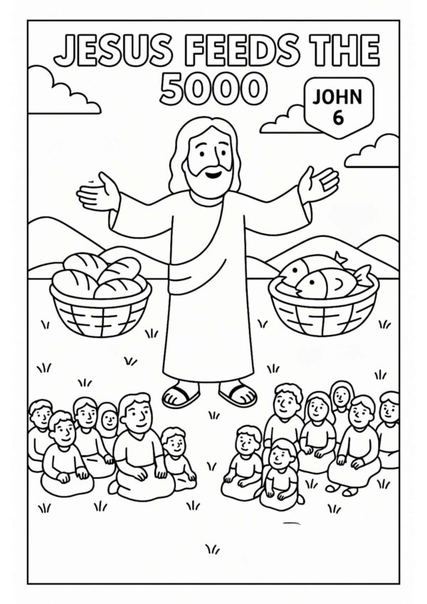 Free Coloring Pages Jesus Feeds 5000