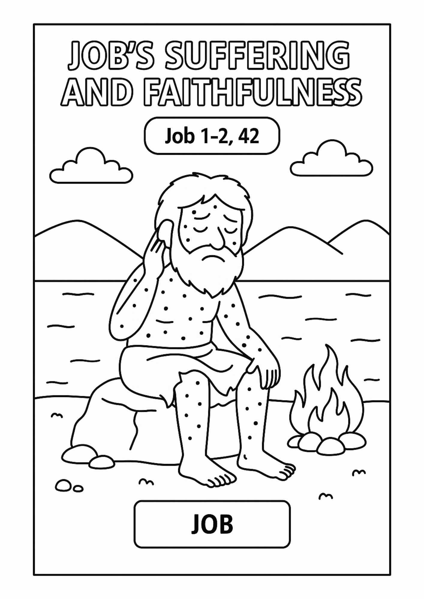 Job’s Suffering and Faithfulness – Free Bible Coloring Page (Job 1–2 ...