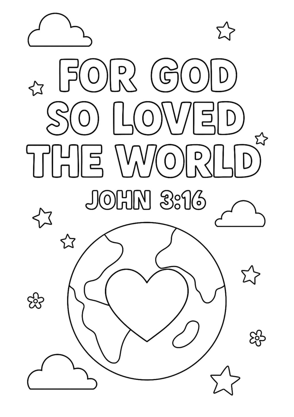John 3:16 Coloring Page – “For God So Loved the World” (Free Printable ...
