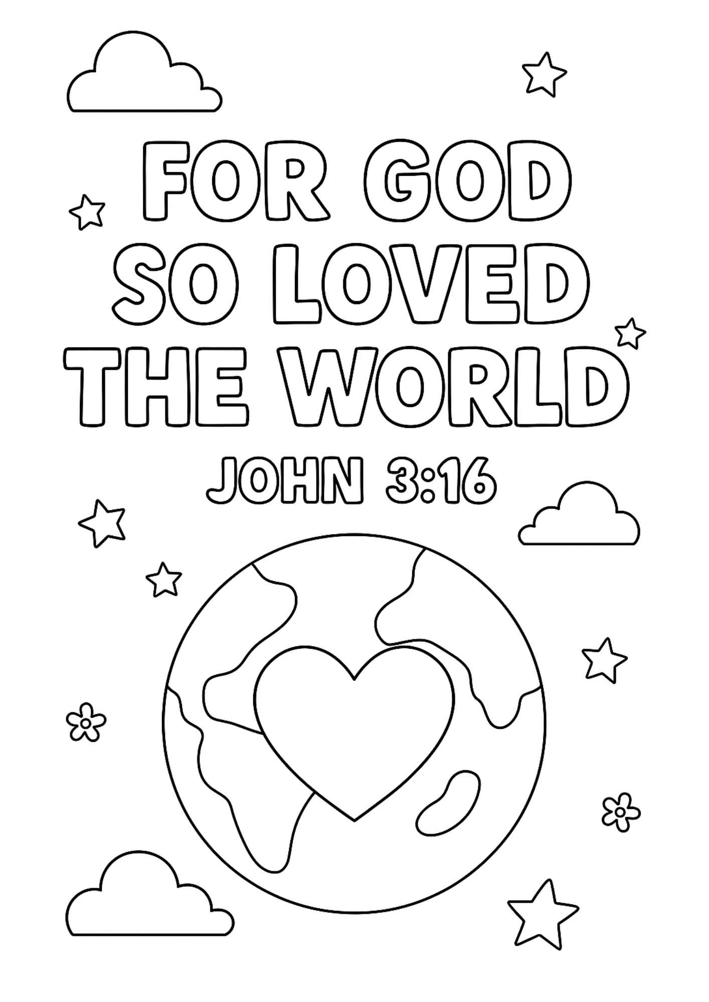 John 3:16 Coloring Page – “For God So Loved the World” (Free Printable ...