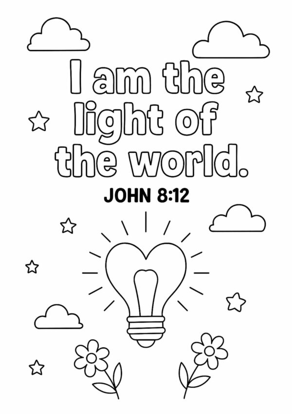 John 8:12 Coloring Page – “I Am the Light of the World” (Free Printable ...