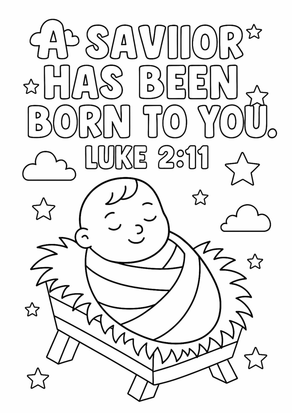 Luke 2:11 Coloring Page – “A Savior Has Been Born to You” (Free ...