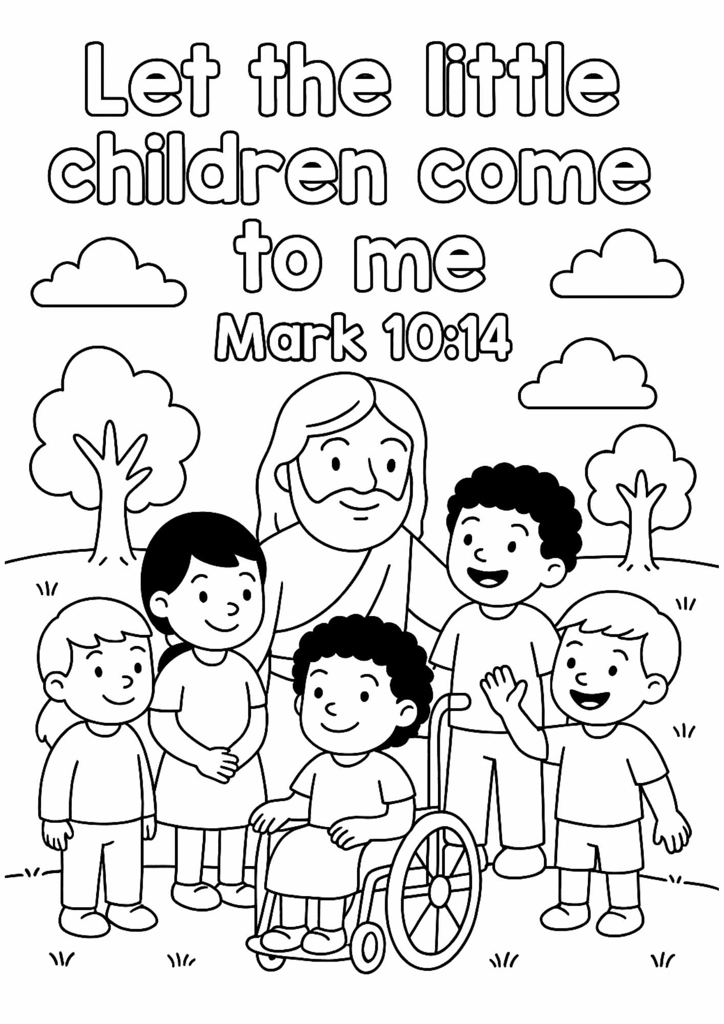 Mark 10:14 Coloring Page – “Let the Little Children Come to Me” (Free ...