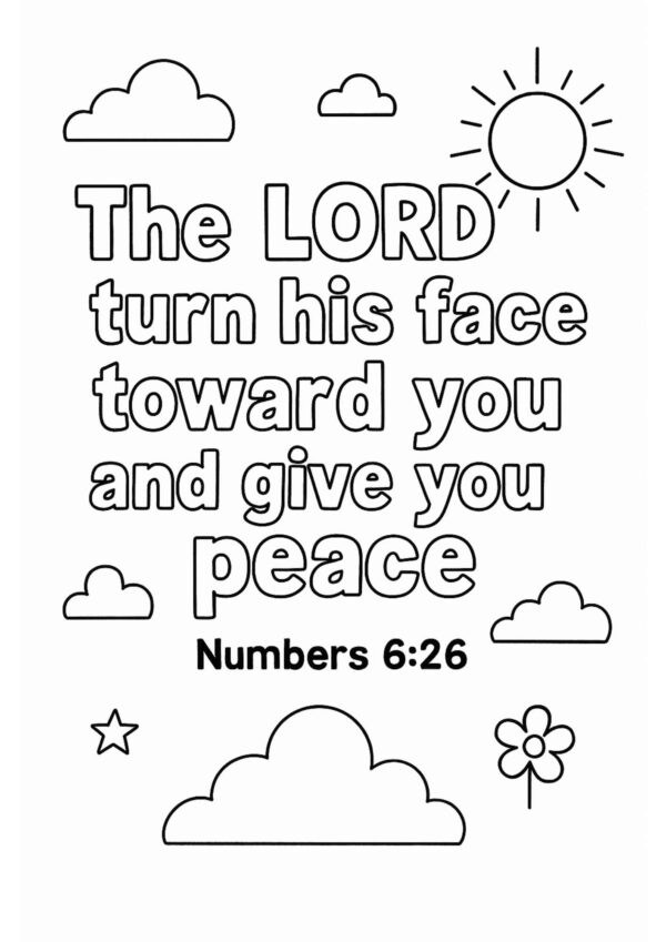 Numbers 6:26 Coloring Page – “The LORD Turn His Face Toward You and ...